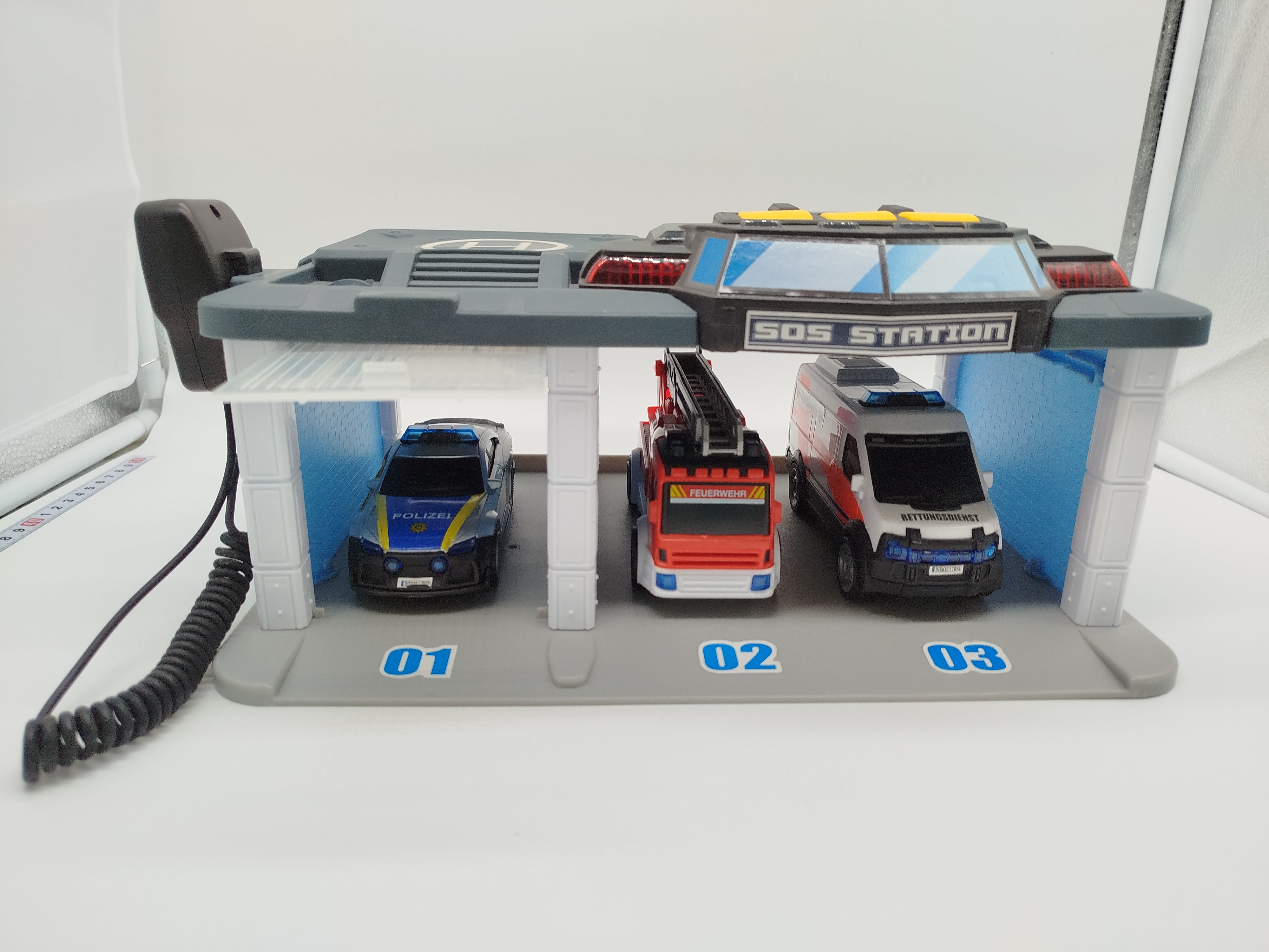 SOS Station Rettungsfahrzeuge Set, Polizei Feuerwehr, Rettungsdienst,